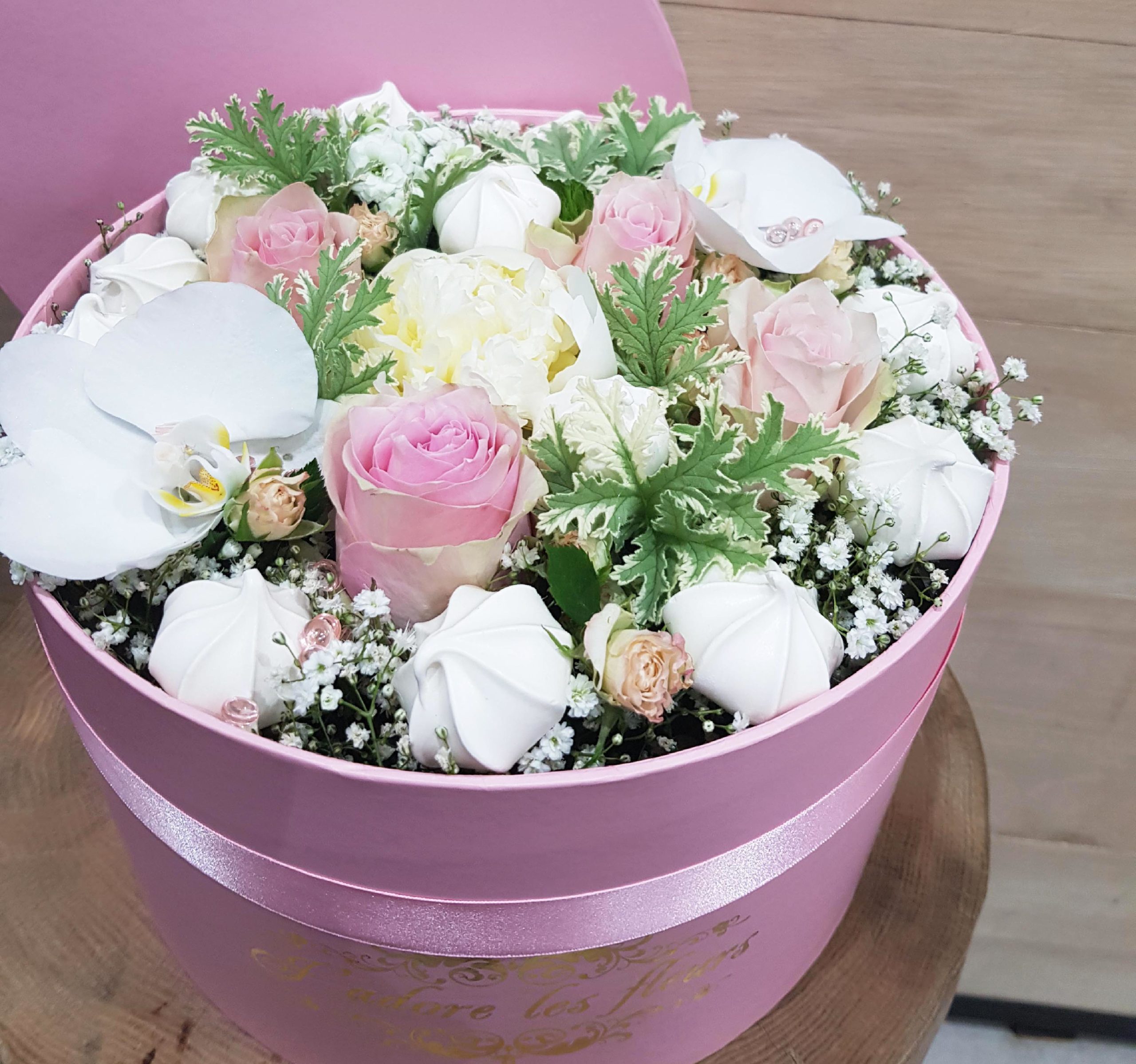 Pack de 6 boîtes pour fleurs, rondes roses M2 | SAS «NEWDEV»