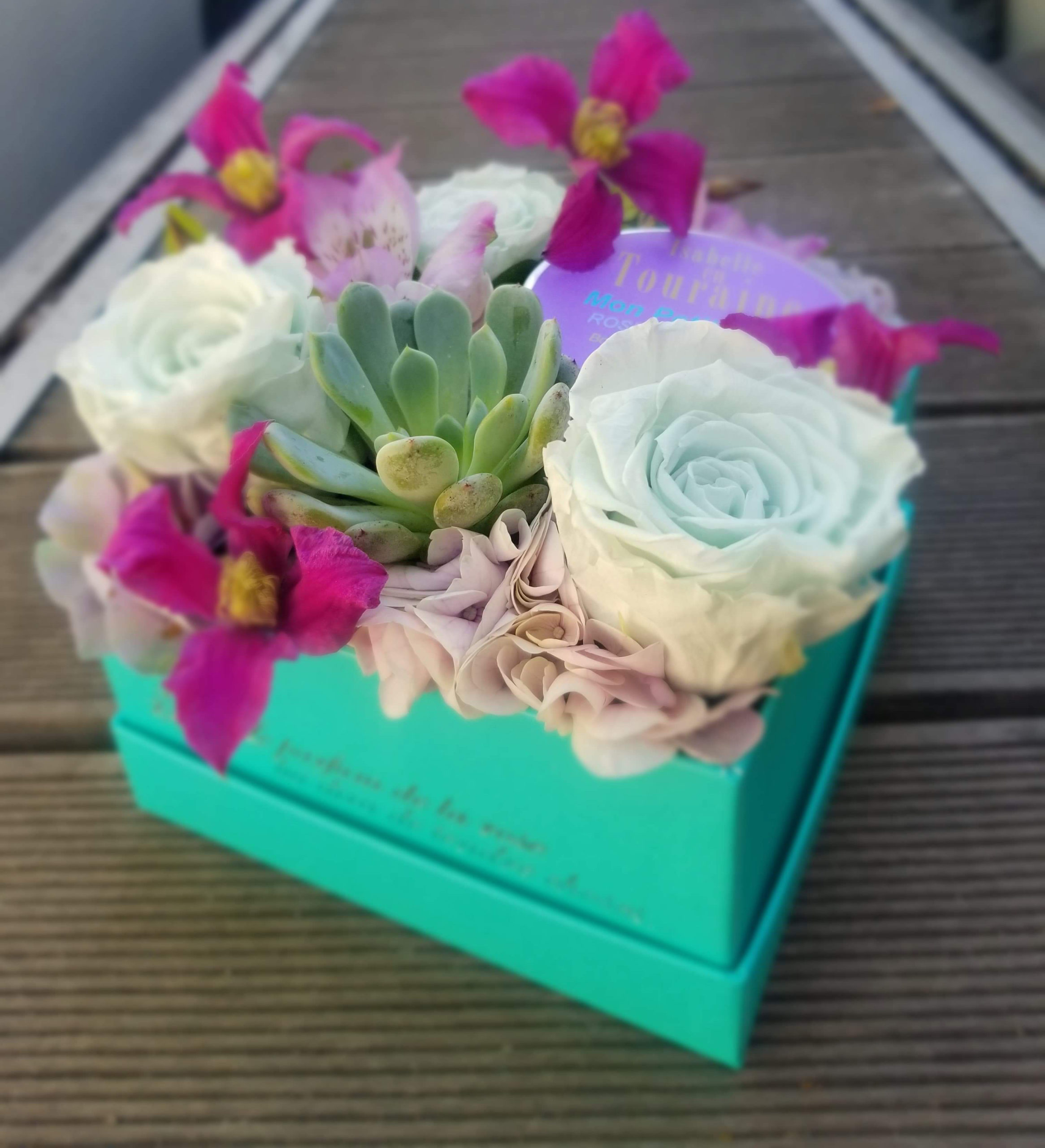 Pack de 4 boîtes pour fleurs, carrées Tiffany | SAS «NEWDEV»