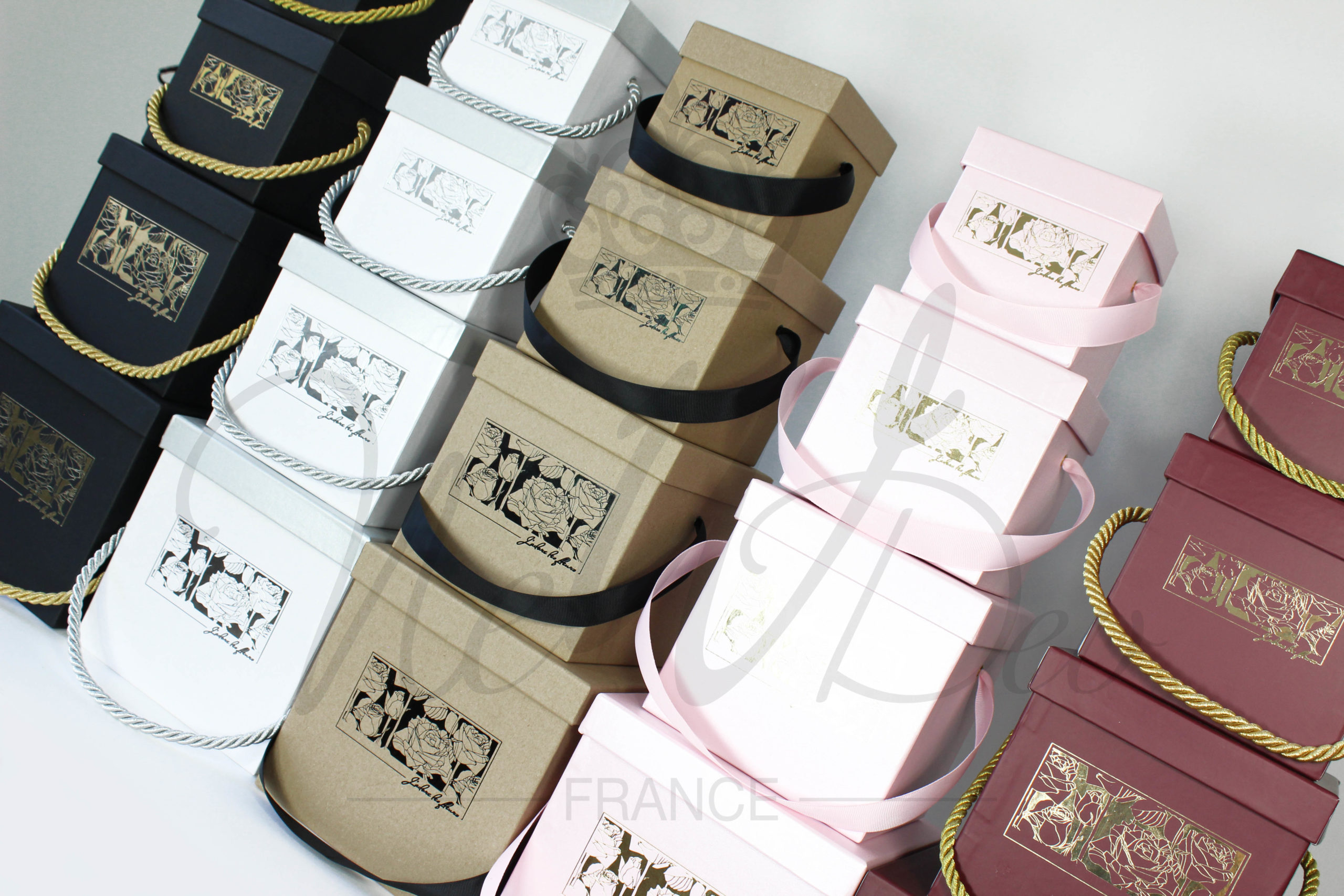 Pack de 4 boîtes pour fleurs, cubes noires | SAS «NEWDEV»