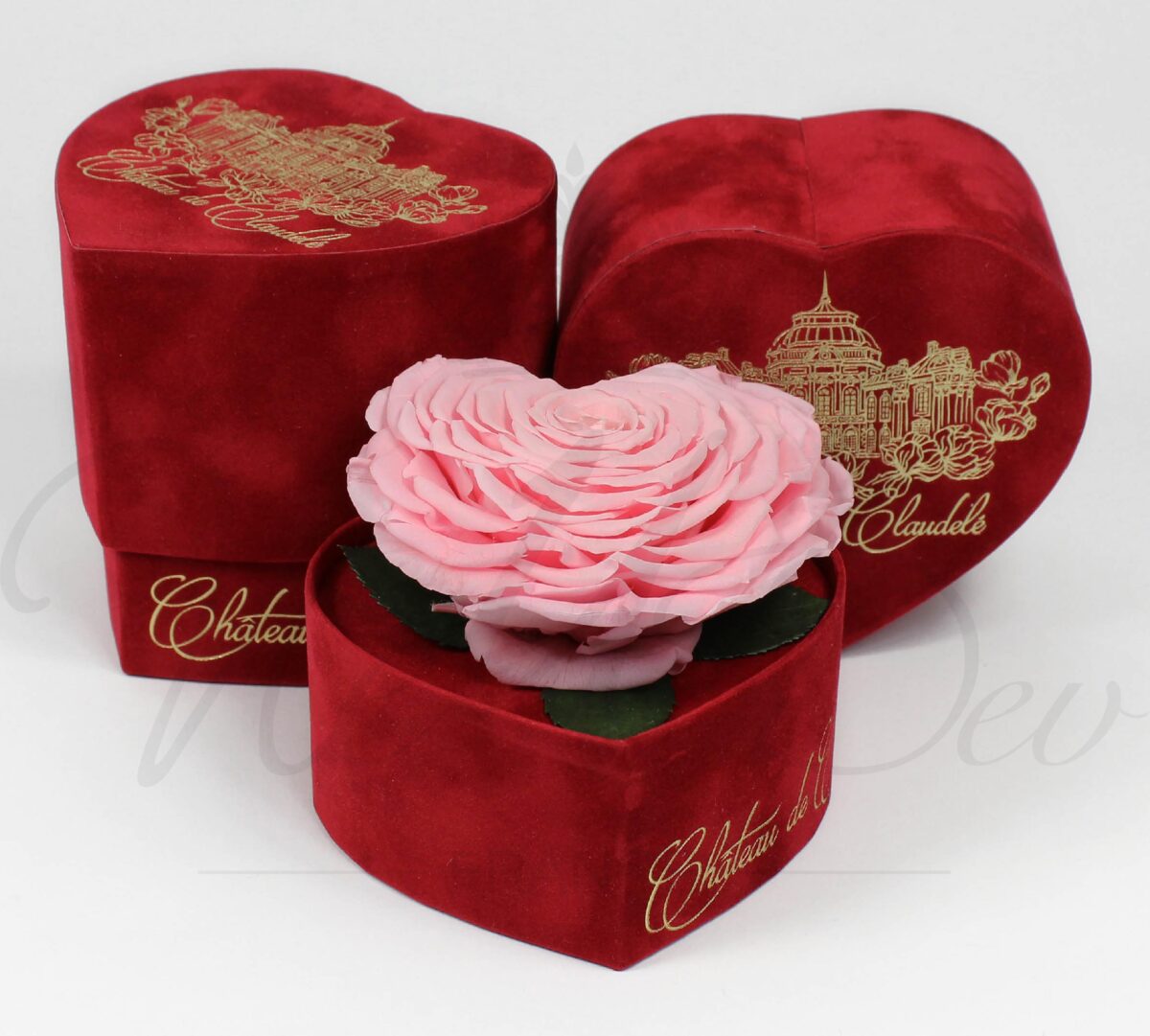 Mini boîte pour fleurs, en velours, en forme de cœur rouge | SAS «NEWDEV»